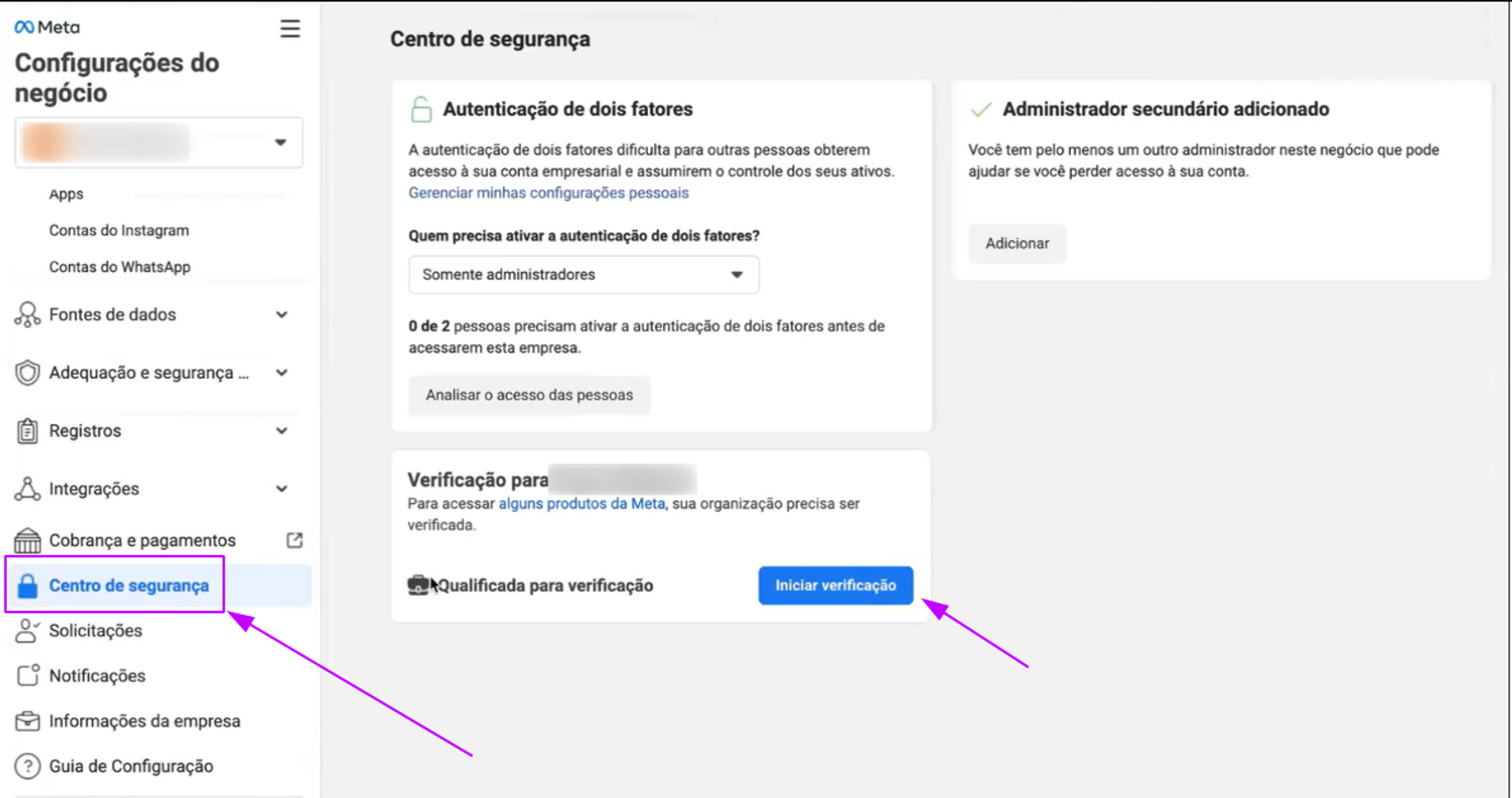 ☑️ BM verificada na META